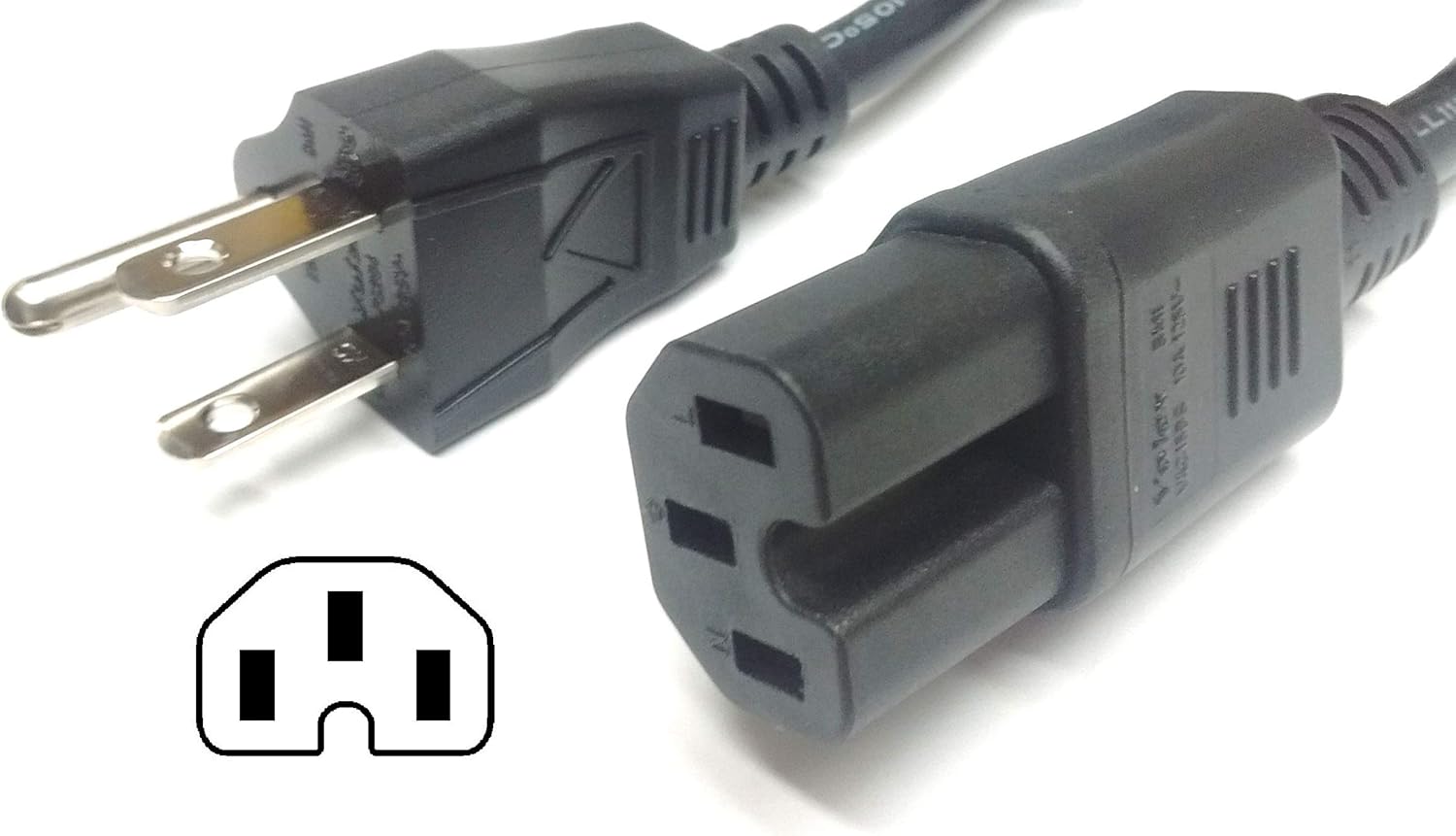 Amazon.com: 6ft Heavy-Duty AC Power Cord 18awg 10A/125v 18AWG IEC-C15 ...