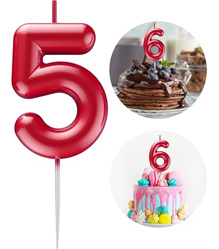 Red Number 5 Candle