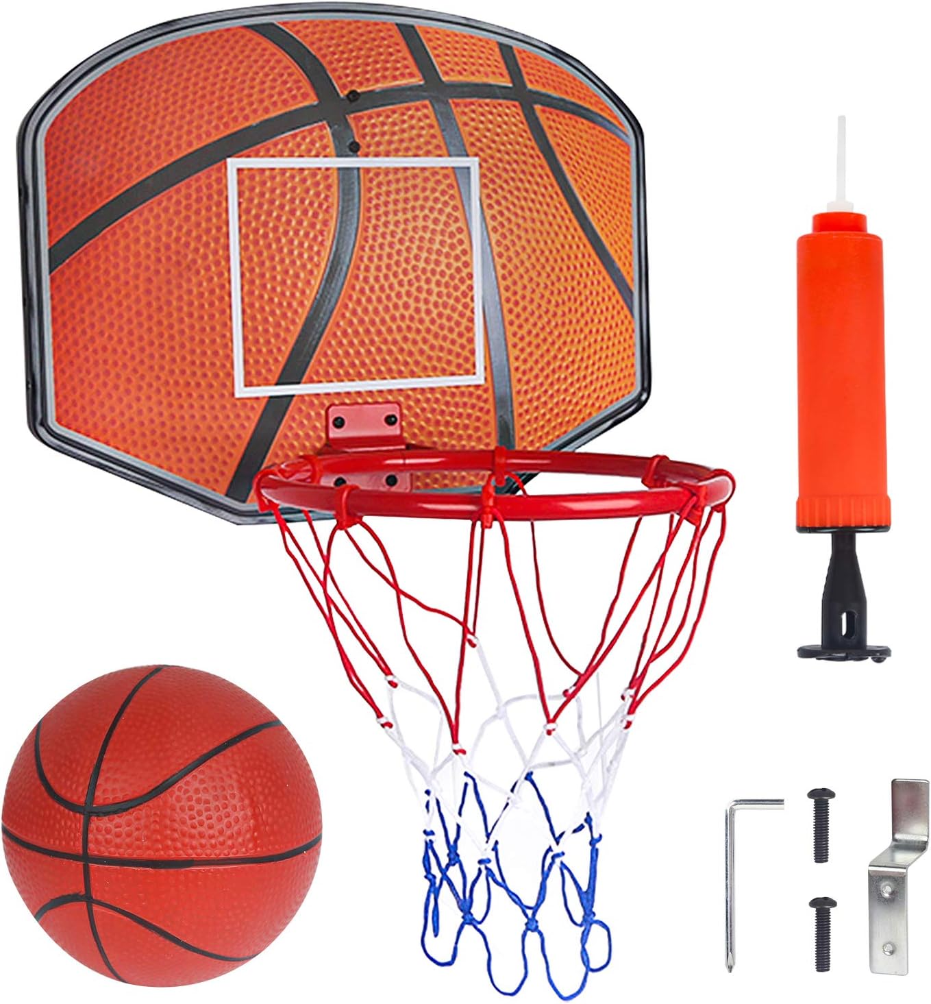Basketball Hoop Kids Hanging Basketball Board with Net, Ball and Pump ...