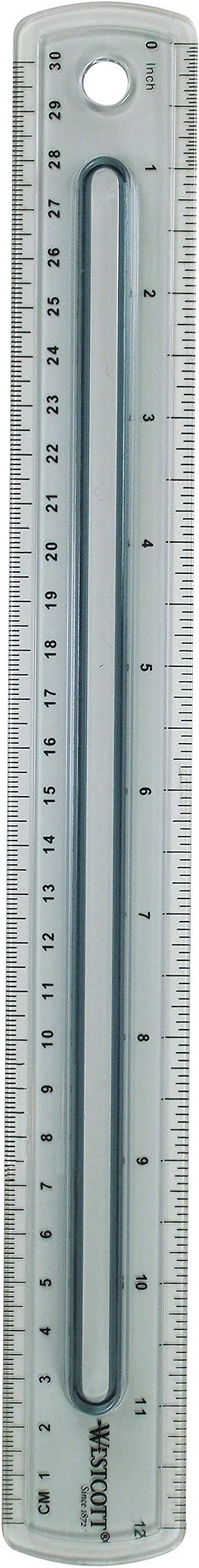 Westcott Finger Grip Ruler, Smoke Plastic, Inches and Metric, 12-Inch ...