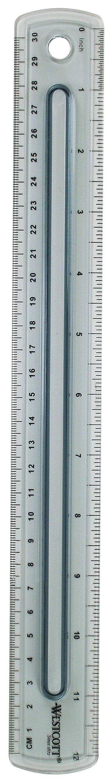 Westcott Finger Grip Ruler, Smoke Plastic, Inches and Metric, 12-Inch ...