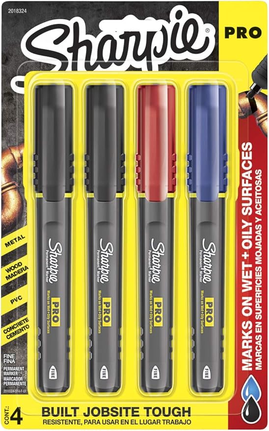 Sharpie Pro Permanent Marker, Fine Point, Assorted Colors, 4-Count ...