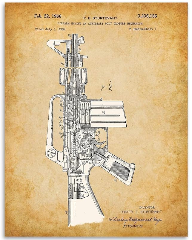 Amazon.com: M16 Gun Patent Print - 11x14 Unframed Patent Print - Great ...