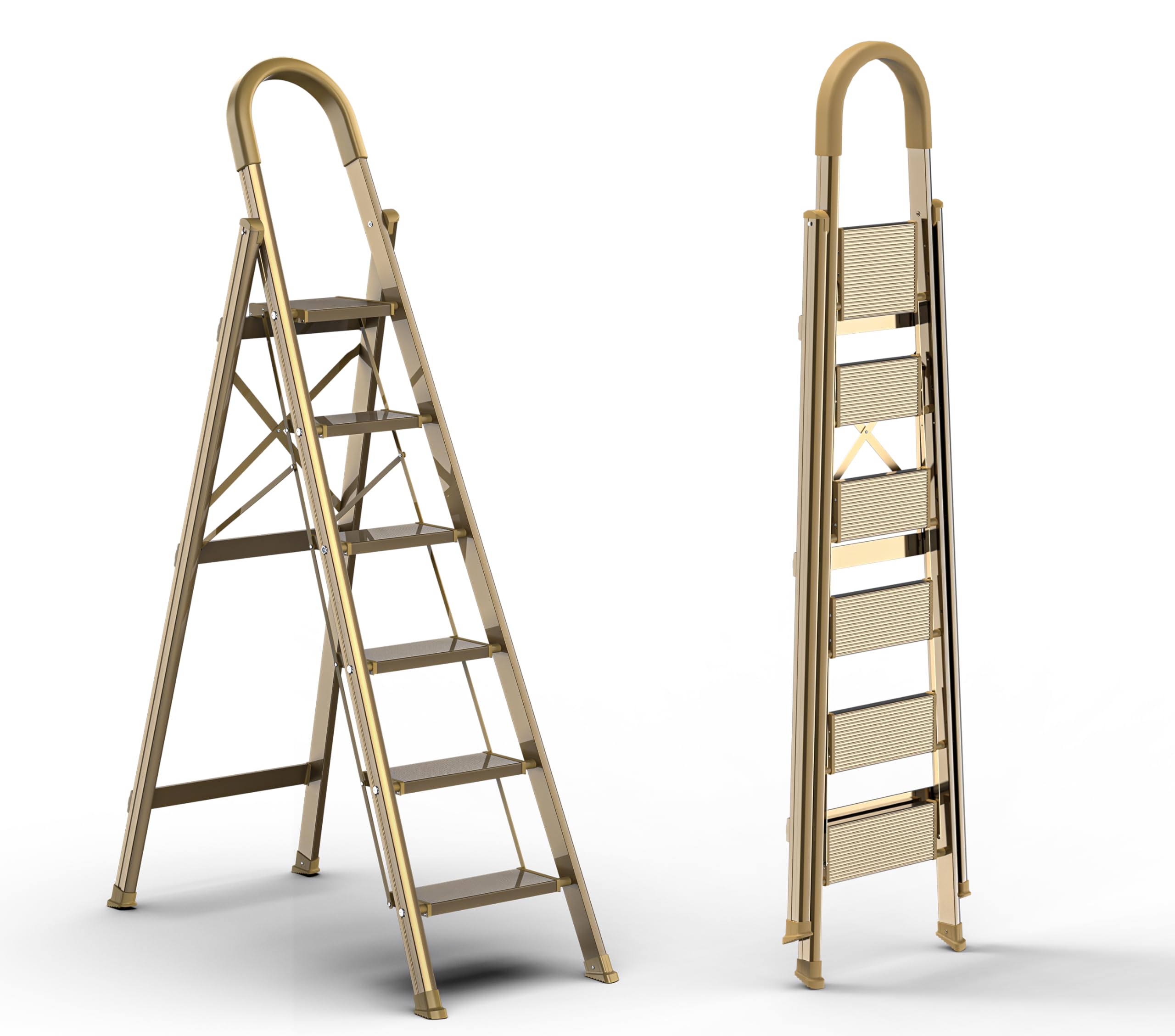 GameGem Lightweight Aluminum 6 Step Ladder for 12 Feet High Ceiling ...