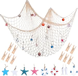 Amazon.com - 28 Pcs Fishnet Decorative Nature Fish Net Wall Decoration ...