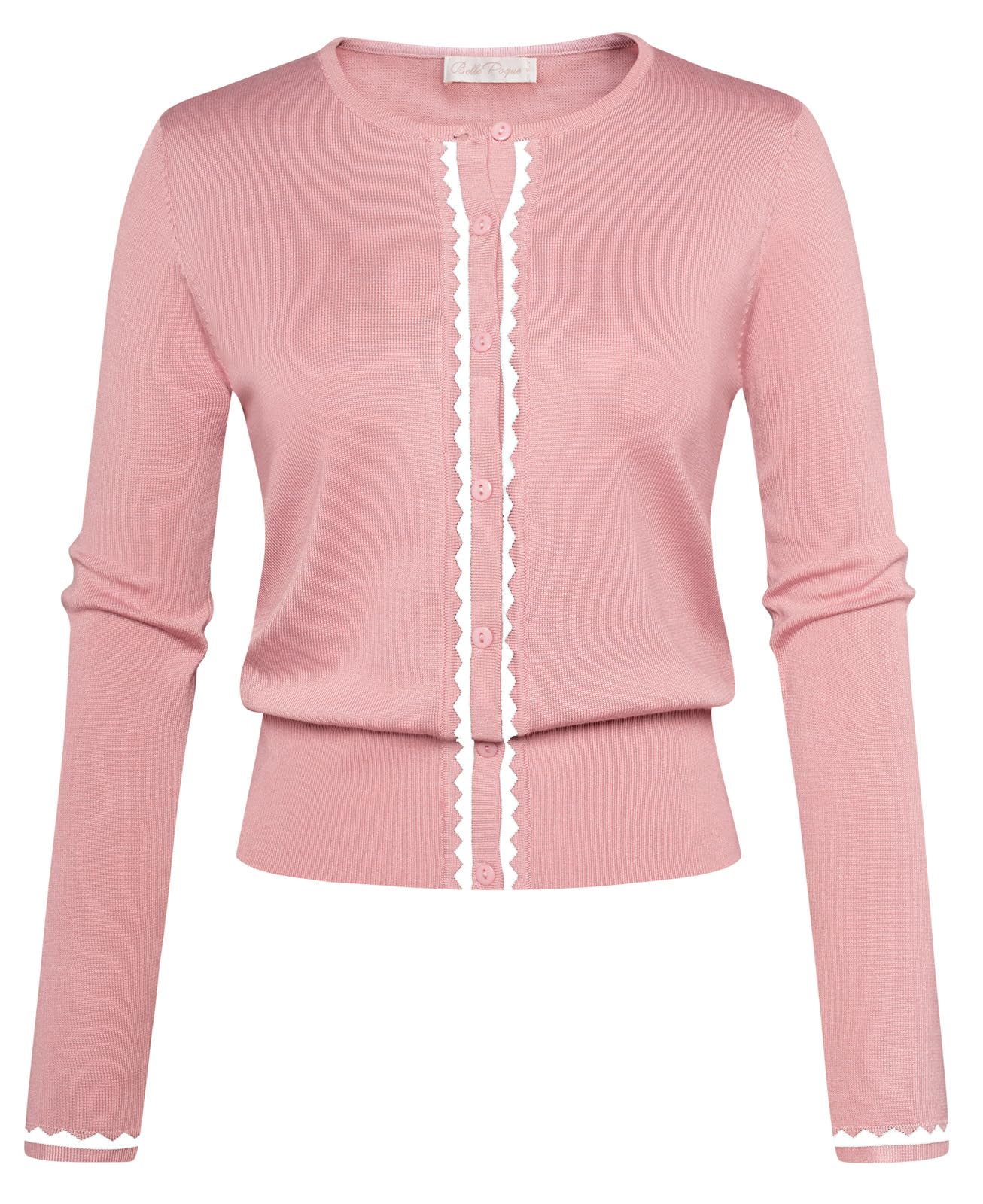 Women's Cardigan Sweater Long Sleeve Crew Neck Pink Cardigan Spring ...