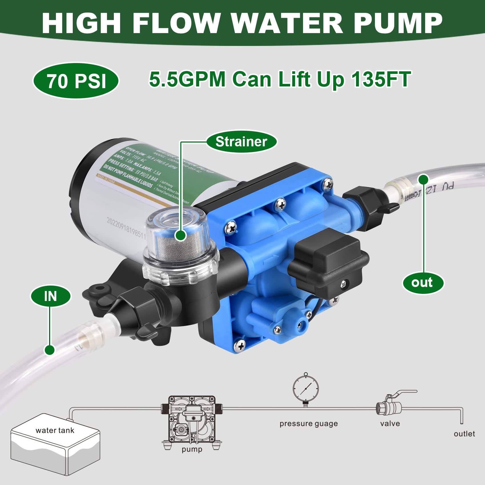 Mua Oswerpon Water Diaphragm Pump, 115V AC Water Pressure Booster Pump ...