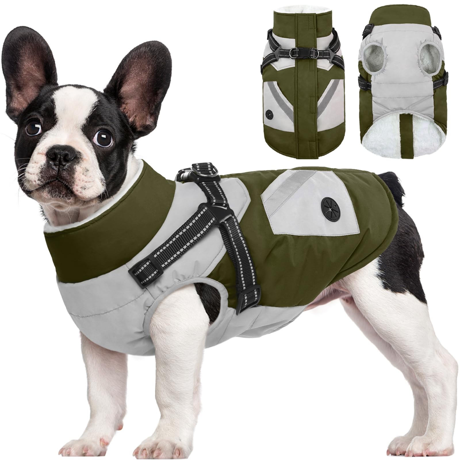 FUAMEY Dog Jackets-Dog Coat with Harness Built in-Waterproof Dog Jacket ...