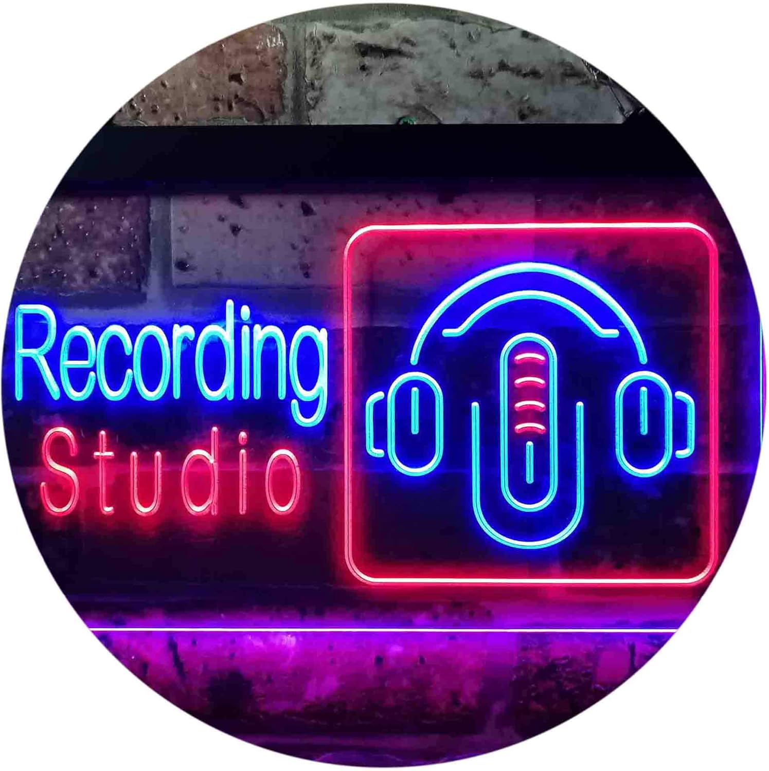 ADVPRO Recording Studio Headphone Dual Color LED Neon Sign Red & Blue ...