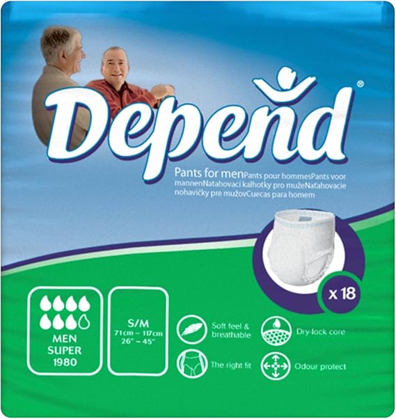 Depend Small/Medium Men's Super Incontinence Pants - Pack of 18: Amazon ...