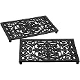 Amazon.com: Sumnacon 2Pcs Rectangle Cast Iron Trivet - Heat Resistant ...