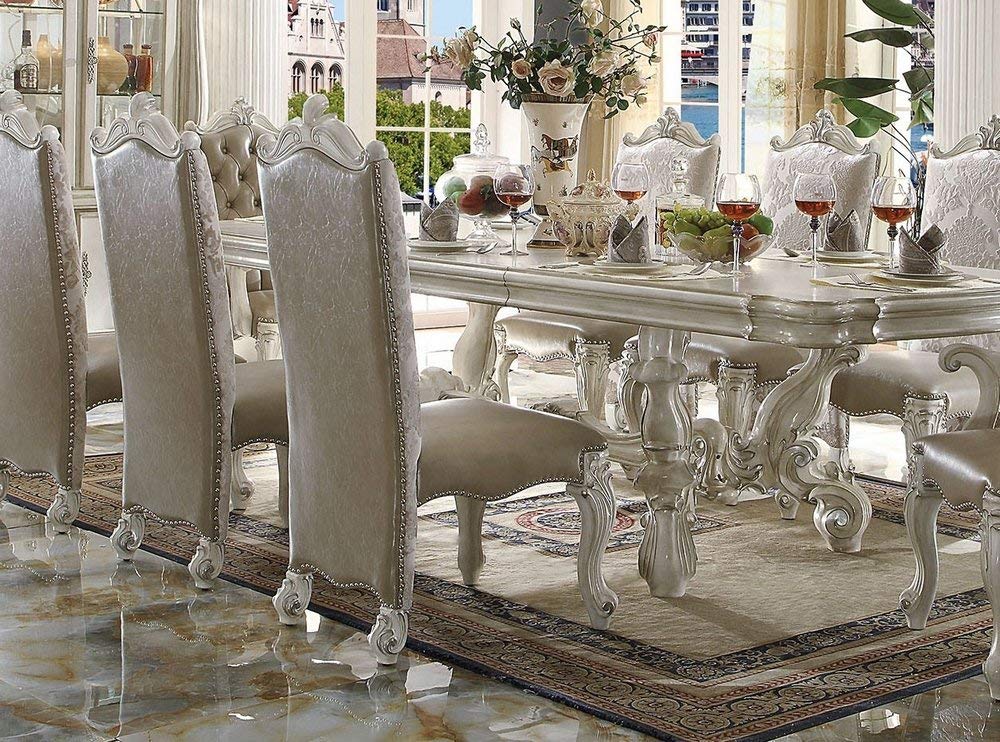 ACME Versailles Side Chair (Set-2) - 61132 - Vintage Gray PU/Fabric ...