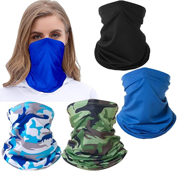 4 Pieces Unisex Face Scarf Neck Sun UV Protection Reusable Sunscreen ...
