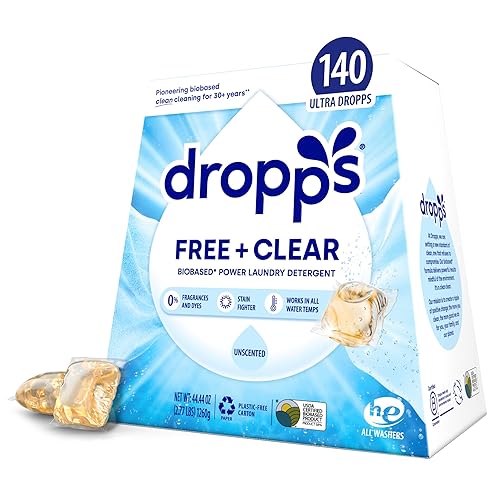 Dropps Free + Clear Biobased Power Laundry Detergent Pods, Unscented ...