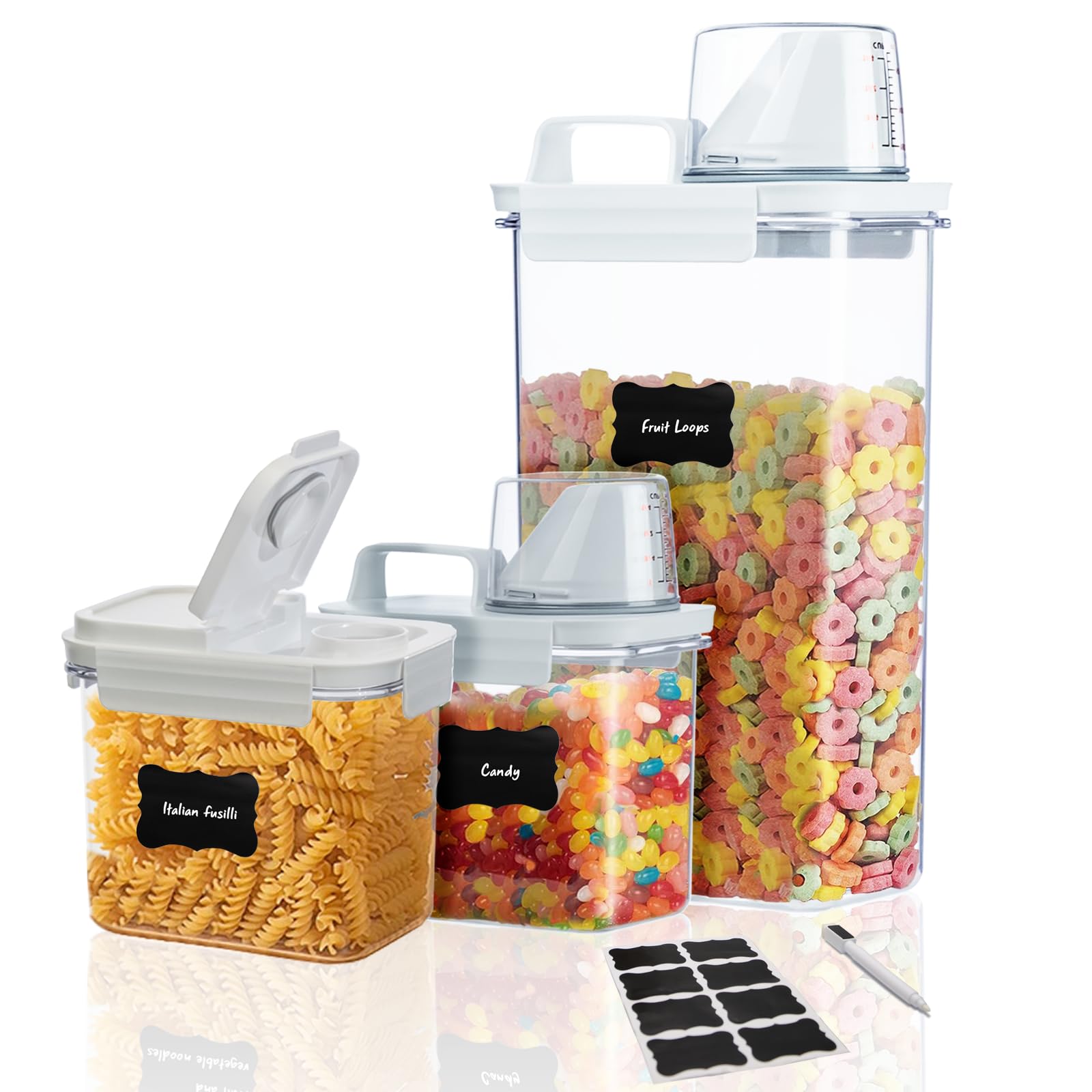 QCHOSWO Cereal Containers Storage BPA Free Dispenser Plastic Bin Food ...