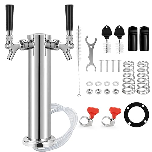 Dual Tap Keg Tower Kegerator Tower, Stainless Steel Draft Beer Tap ...