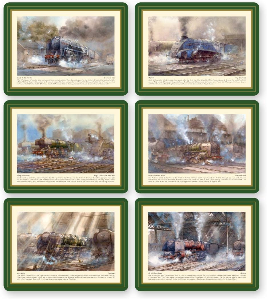 Steam Locomotive Table Mats (6), 29 x 21 cm – BigaMart