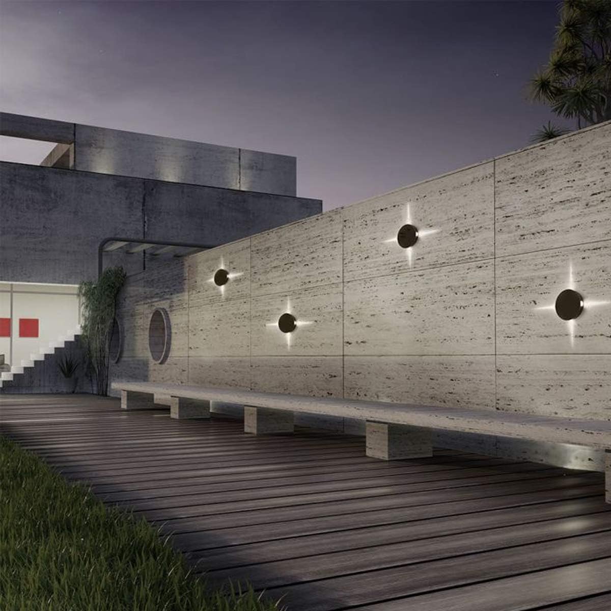 CGC Black 4 Way LED Round Outdoor Wall Light Multi Direction Light ...