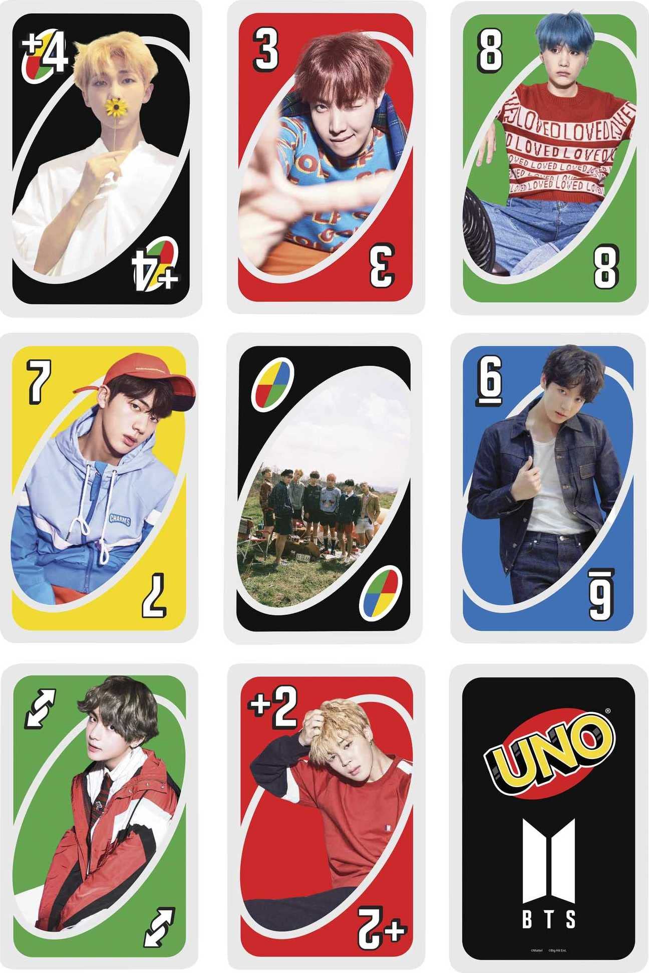 Mattel Games Giant UNO BTS Card Game With 108 Cards Based On BTS Global ...