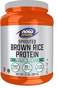 Amazon.com: NOW Sports Nutrition, Sprouted Brown Rice Protein, 80% ...