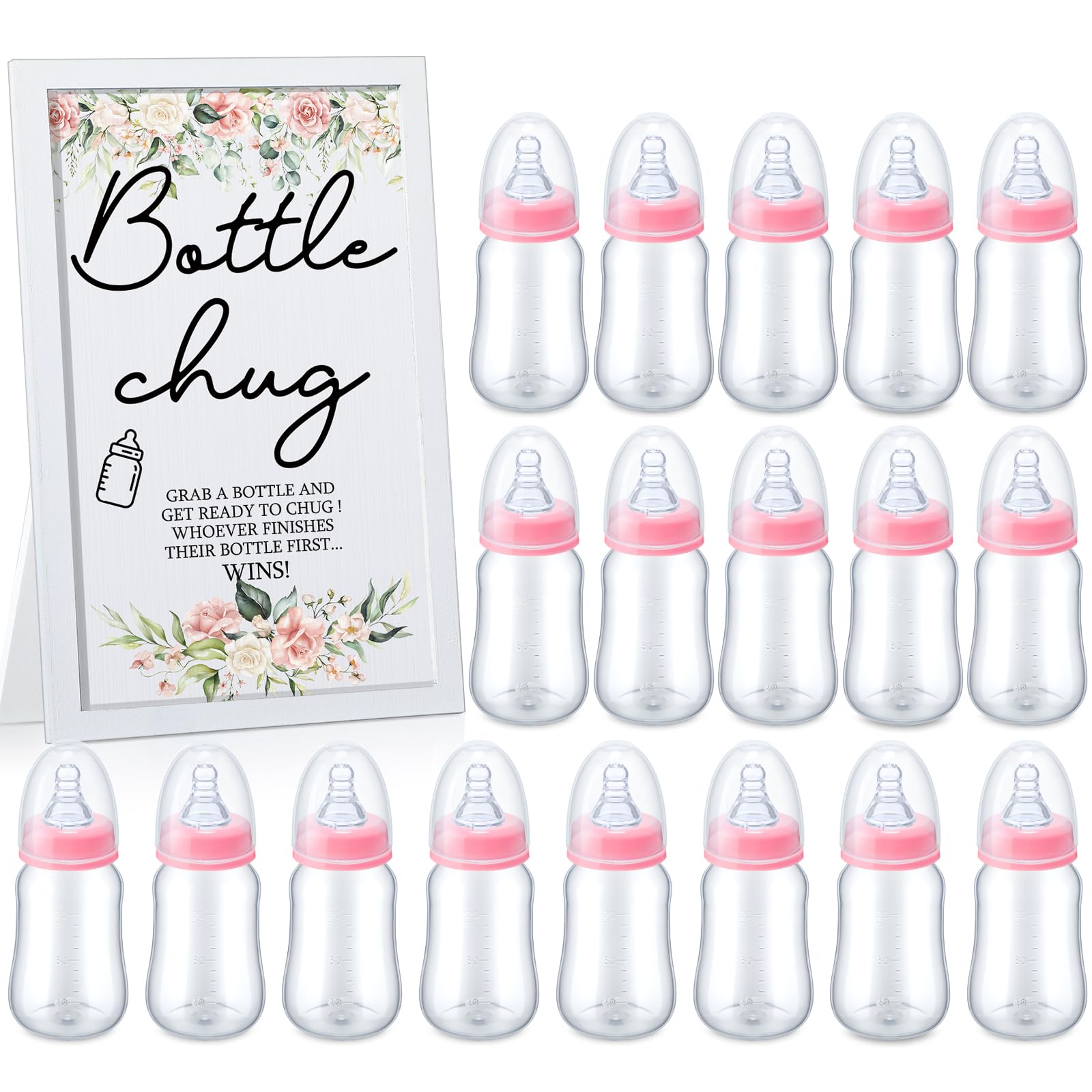 Roowest Bottle Chug Baby Shower Game Favors Including Flower Theme ...