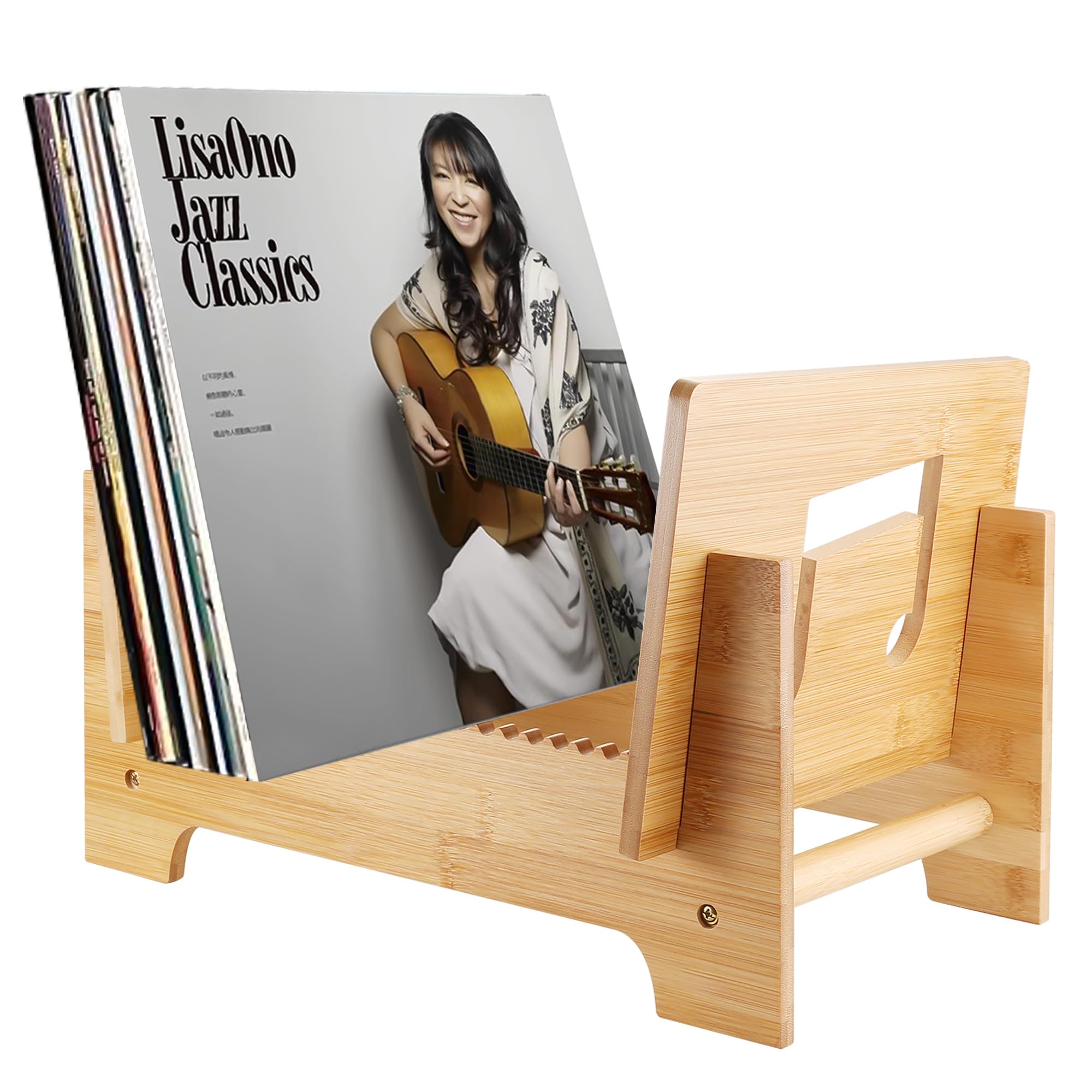 Siondoux Vinyl Record Storage Holder, Album Display Bamboo CD Store ...