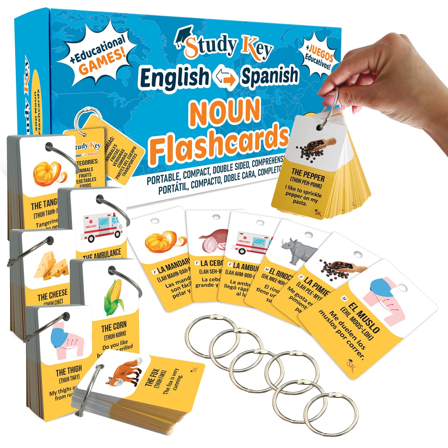 Mua English Spanish Flash Cards for Adults Beginner & Kids - 300 ...