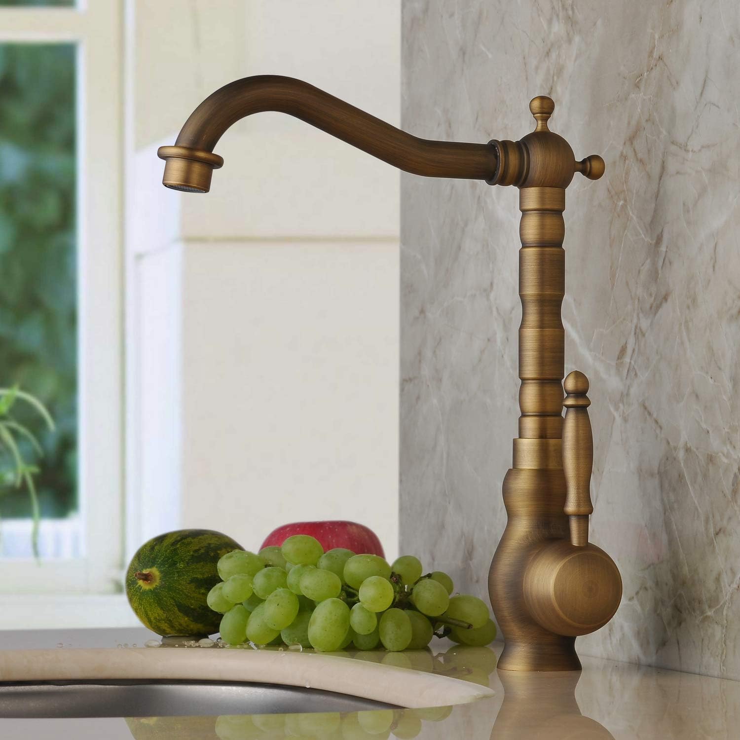 Kitchen Mixer Taps Antique Brass Lever Sink Taps Giraffe Basin Faucet ...