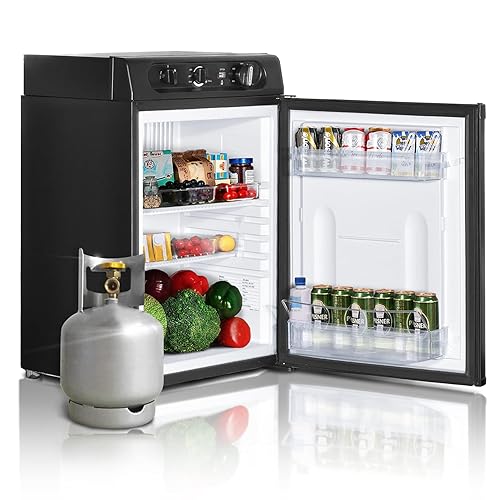 SMETA Compact Propane Fridge - Quiet 1.4 Cu.Ft Mini Fridge 3-Way Fridge ...