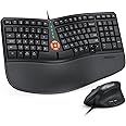 Amazon.com: MEETION Ergonomic Keyboard and Mouse Wired, Ergo Computer Split Keyboard with ...