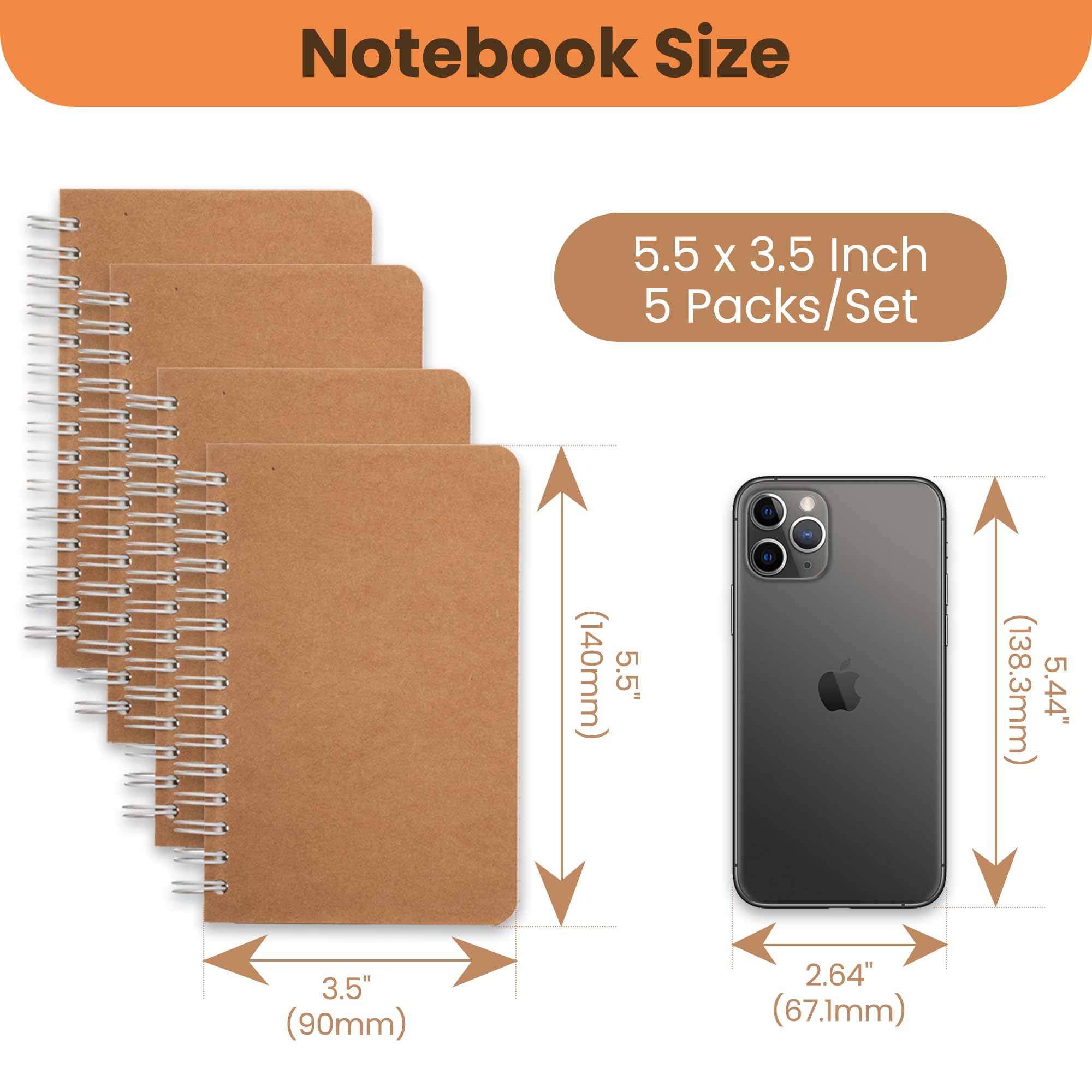 Mua Spiral Notebook, 5 Pack Small Pocket Size Notebooks for Writing ...