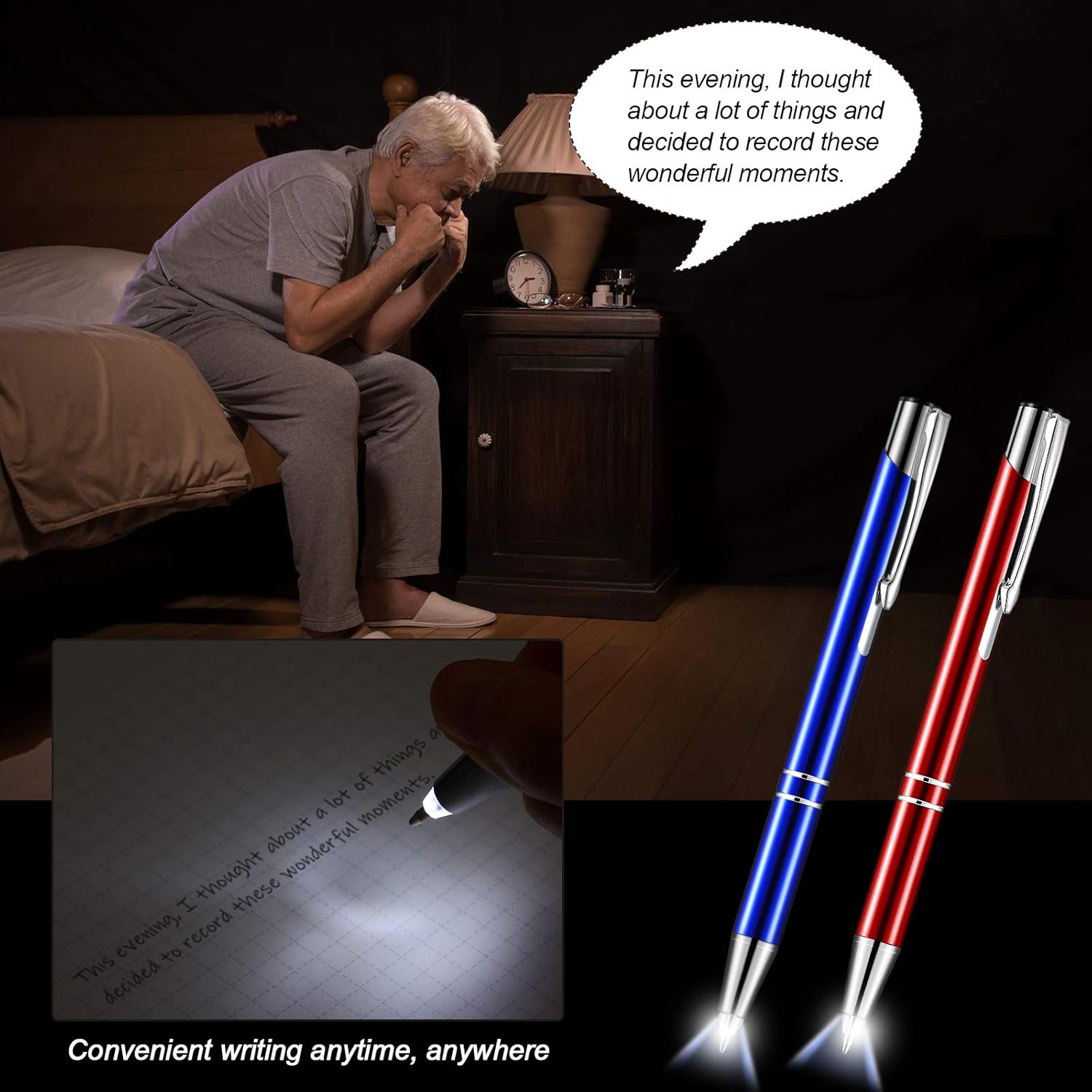 4 Pieces Lighted Tip Pen Ballpoint Pen with Light Flashlight LED Light ...
