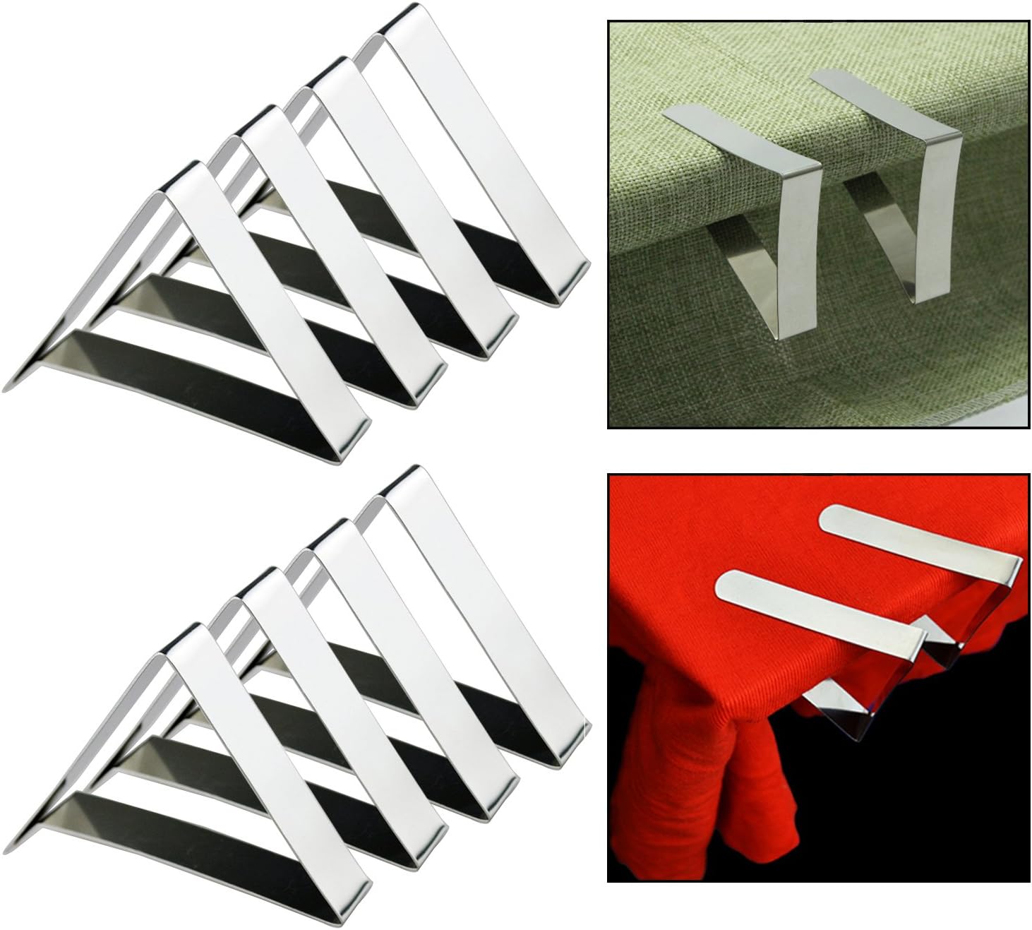 OFKPO 8 Pack Tablecloth Clips Stainless Steel Table Cover Clamps ...
