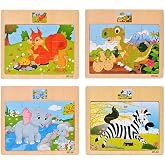 Amazon.com: CCLIFE Wooden Jigsaw Puzzles Set for Kids 2-5 Years 12 ...