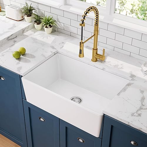 Farmhouse Sink 24 Inch - CELAENO White Farm Sink for Small Kitchen and ...