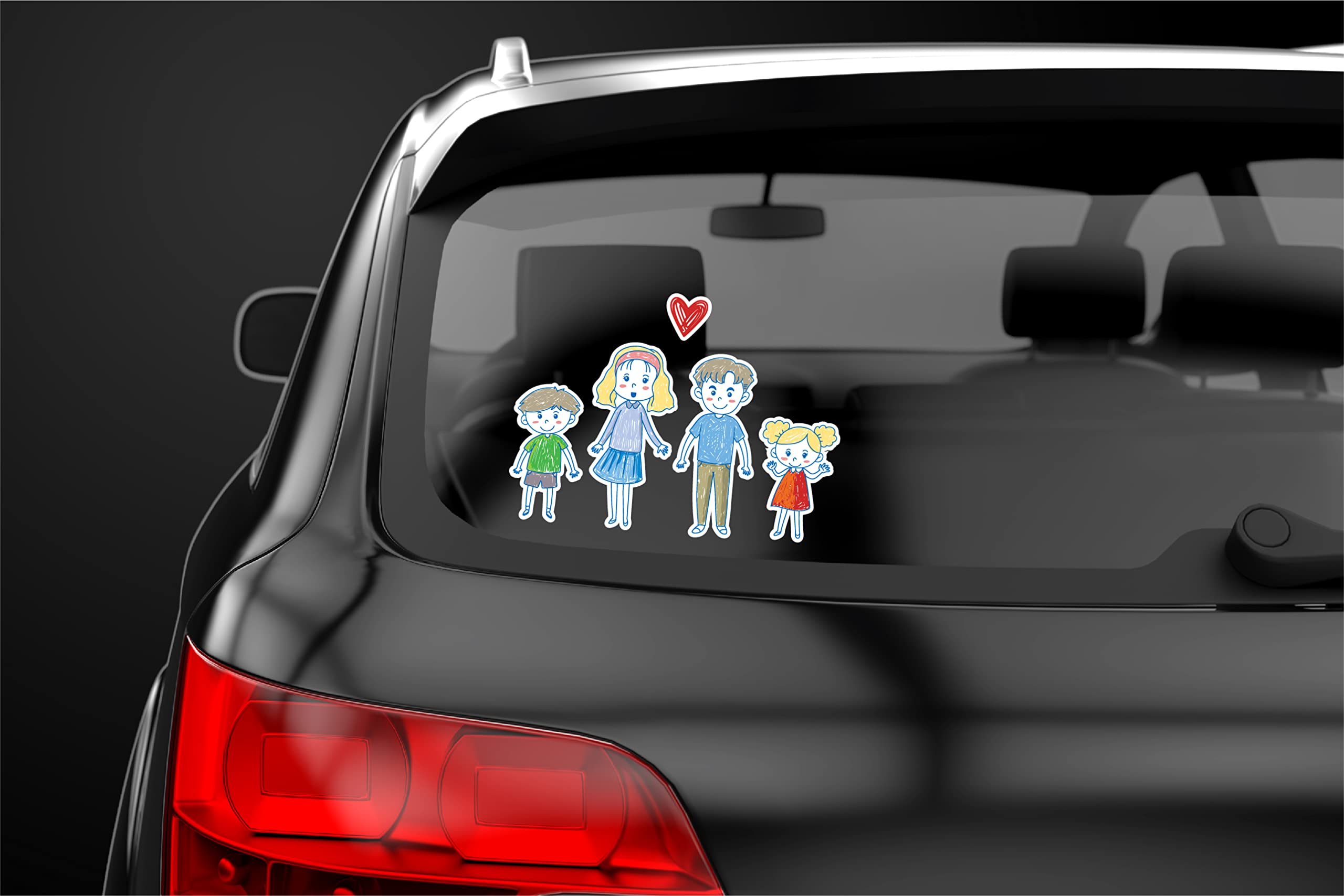 Family Car Sticker, Mom Dad Two Kids Car Window Sticker, Family ...