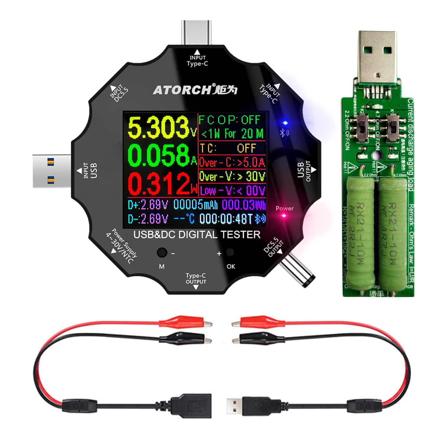 Mua USB C Tester, 3 in 1 Type C DC5.5 USB Meter USB Load Color Screen ...
