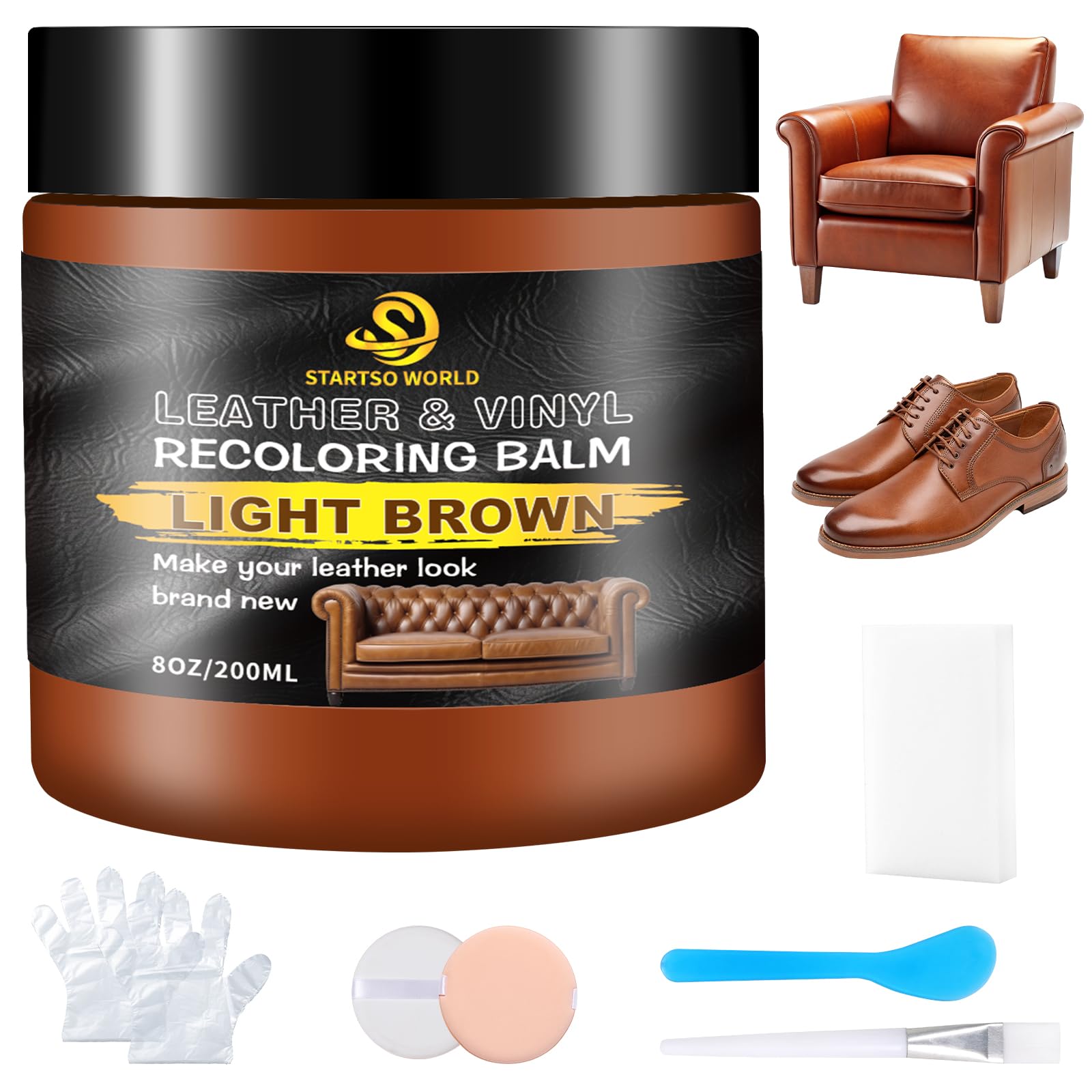 STARTSO WORLD Light Brown Leather Recoloring Balm, Leather Repair Kit ...