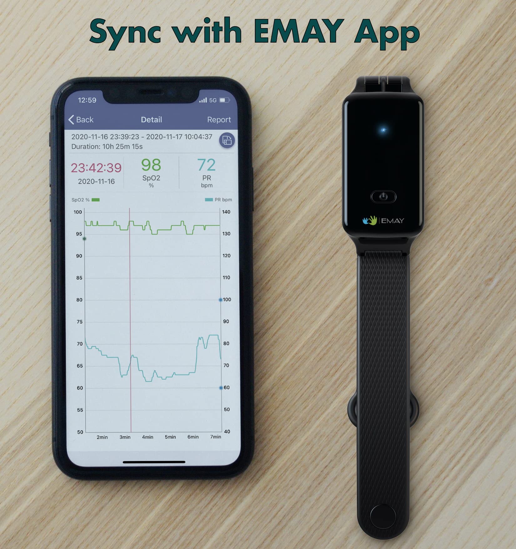 Bingua.com - EMAY SleepO2 Wrist Oxygen Monitor with Silicone Probe ...