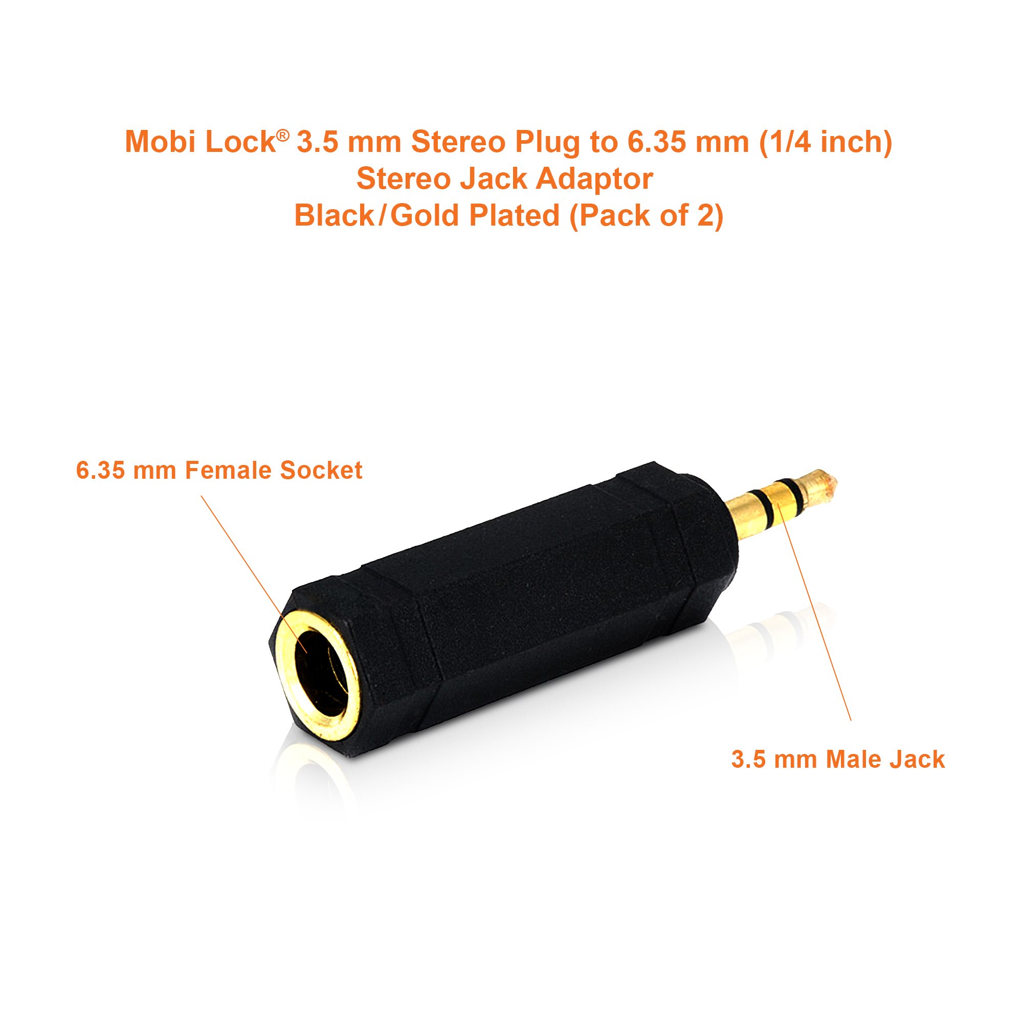 Mua Mobi Lock 3.5mm Plug to 6.35mm Socket (Pack of 2) 1/8 to 1/4 inch ...