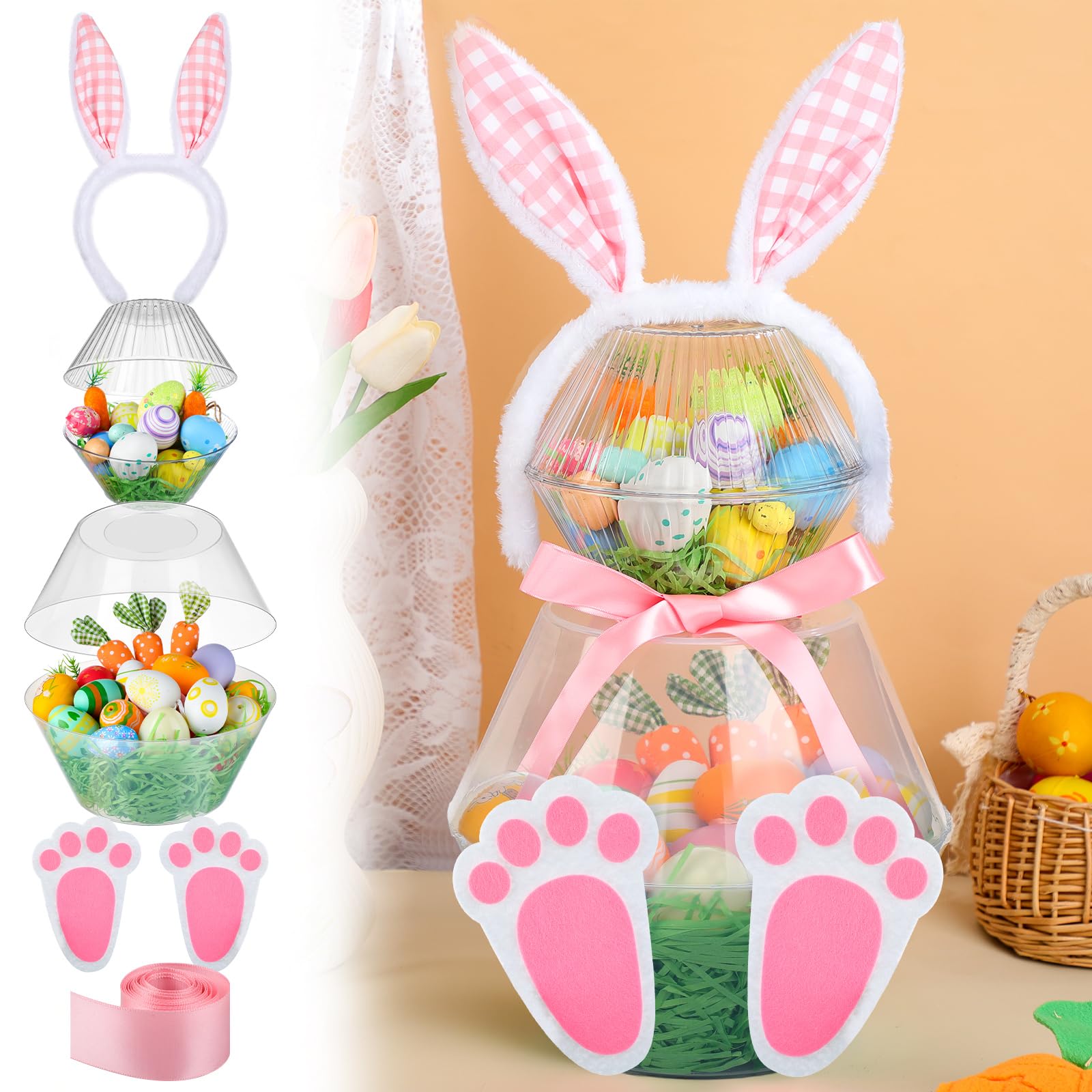 DIY Easter Craft Jumbo Plastic Easter Bunny Container Fillable Basket ...