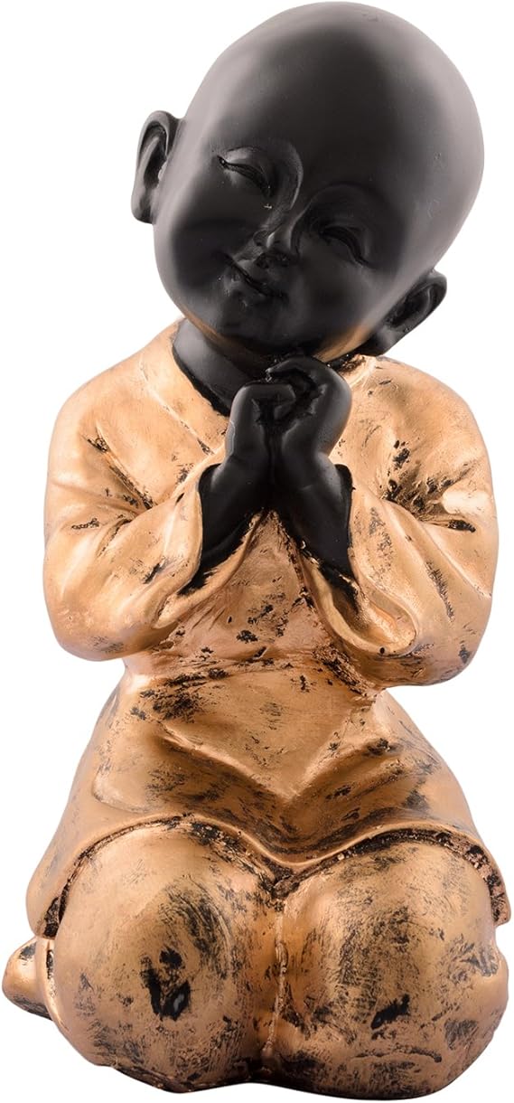 eCraftIndia Golden Child Monk Figurine Polyresin Statue (10 cm x 10 cm ...