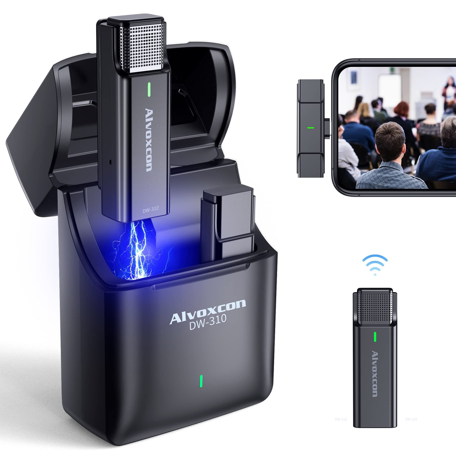 Alvoxcon Wireless Lavalier Microphone System Wireless Lapel Mic for ...