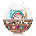 Amazon.com: Briwooody Boho 3D Amazing Things Happen Here Wooden Door ...