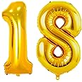Amazon.com: Large Gold 18 Balloon Number, 42 Inch 18th Birthday ...