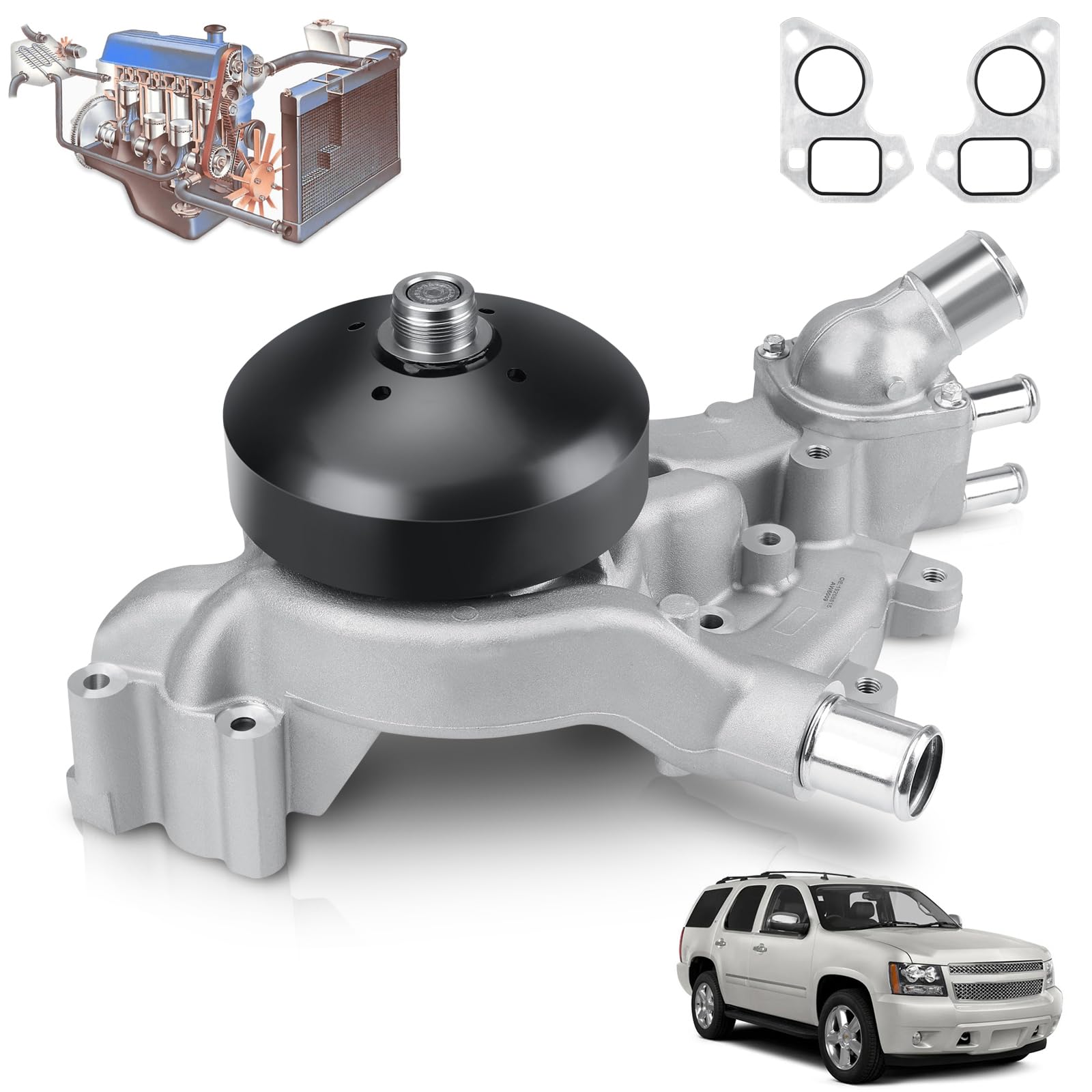 Engine Water Pump Kit AW6009 with Gasket & Thermostat Compatible With with Chevy Silverado ...