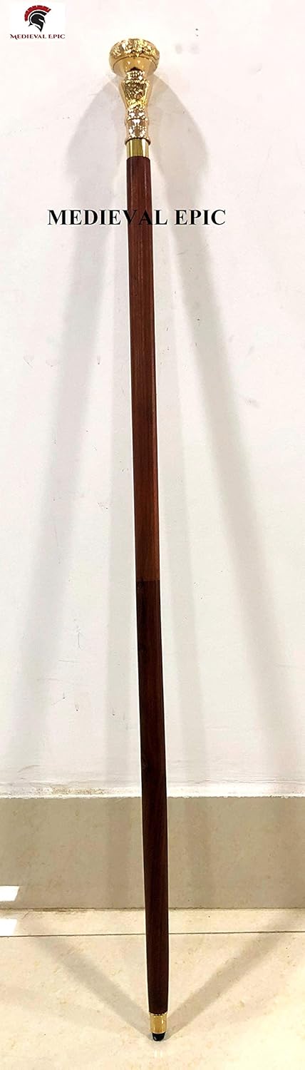 Medieval Epic Vintage Style Brass Walking Stick Decorative Wooden Cane ...