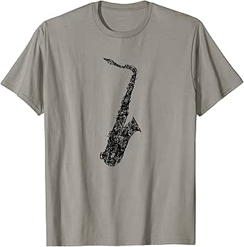 Amazon.com: Tenor Saxophone (Vintage Black) Saxophonist Sax T-Shirt ...
