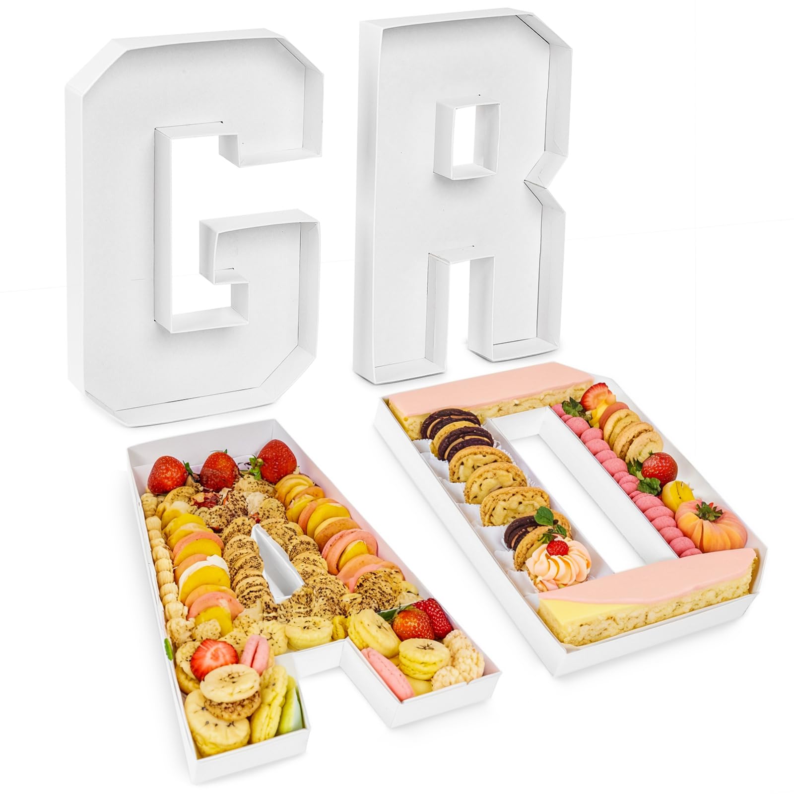 VGOODALL Fillable Cardboard Letter Food Trays, White G R A D ...