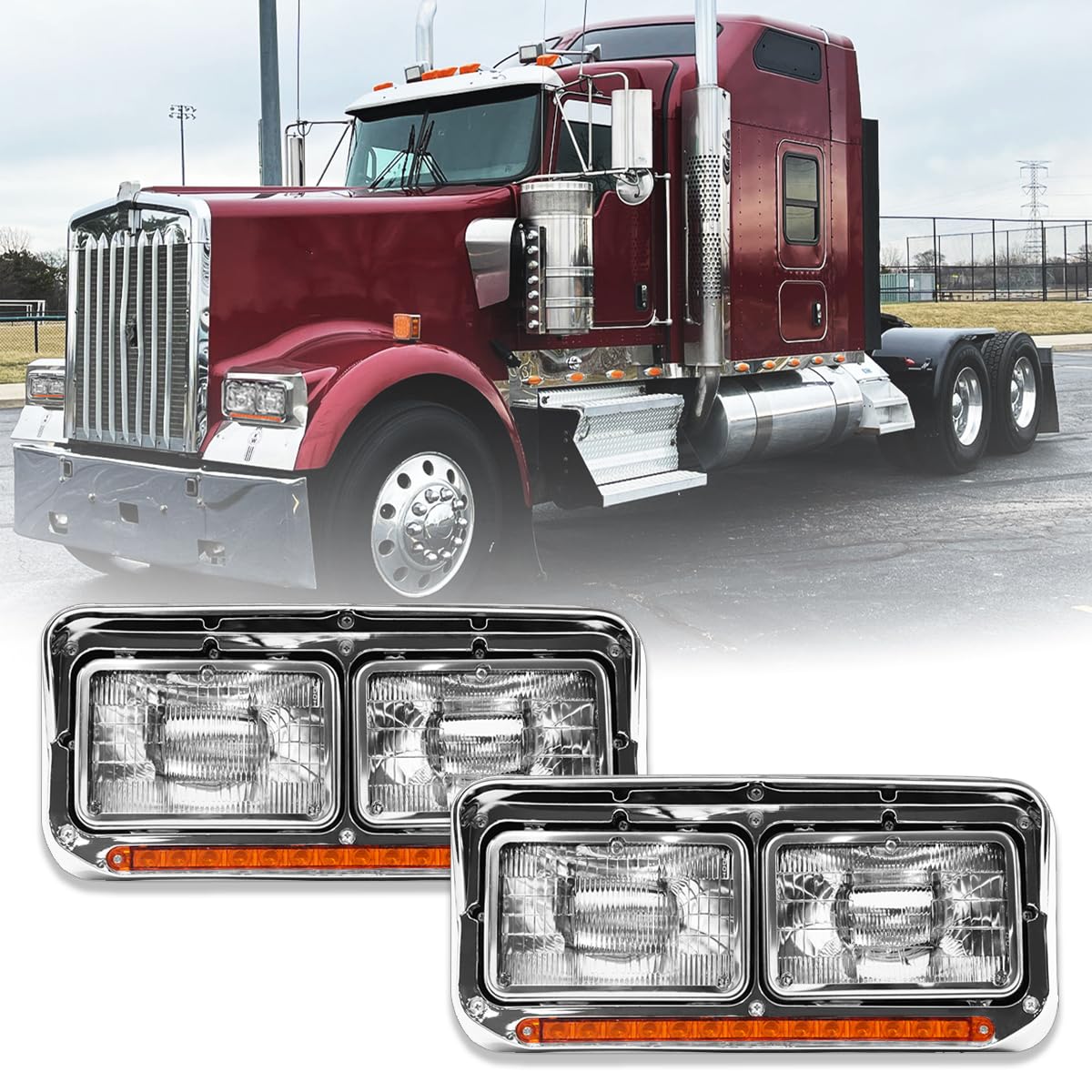 Sterlix LED DRL Headlights for Kenworth T400 T600 T800 W900 K100 C500 ...